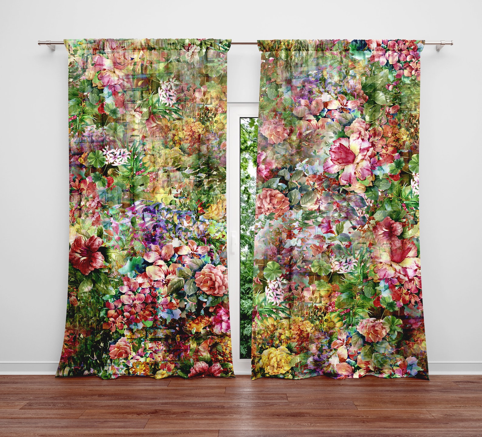 Boho Floral Window Curtains | Lined and Unlined Curtains | Painted ...