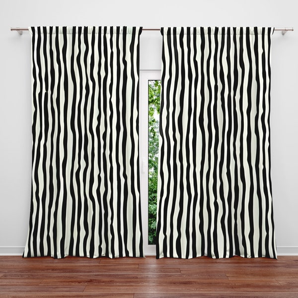 Black White Curtains - Etsy
