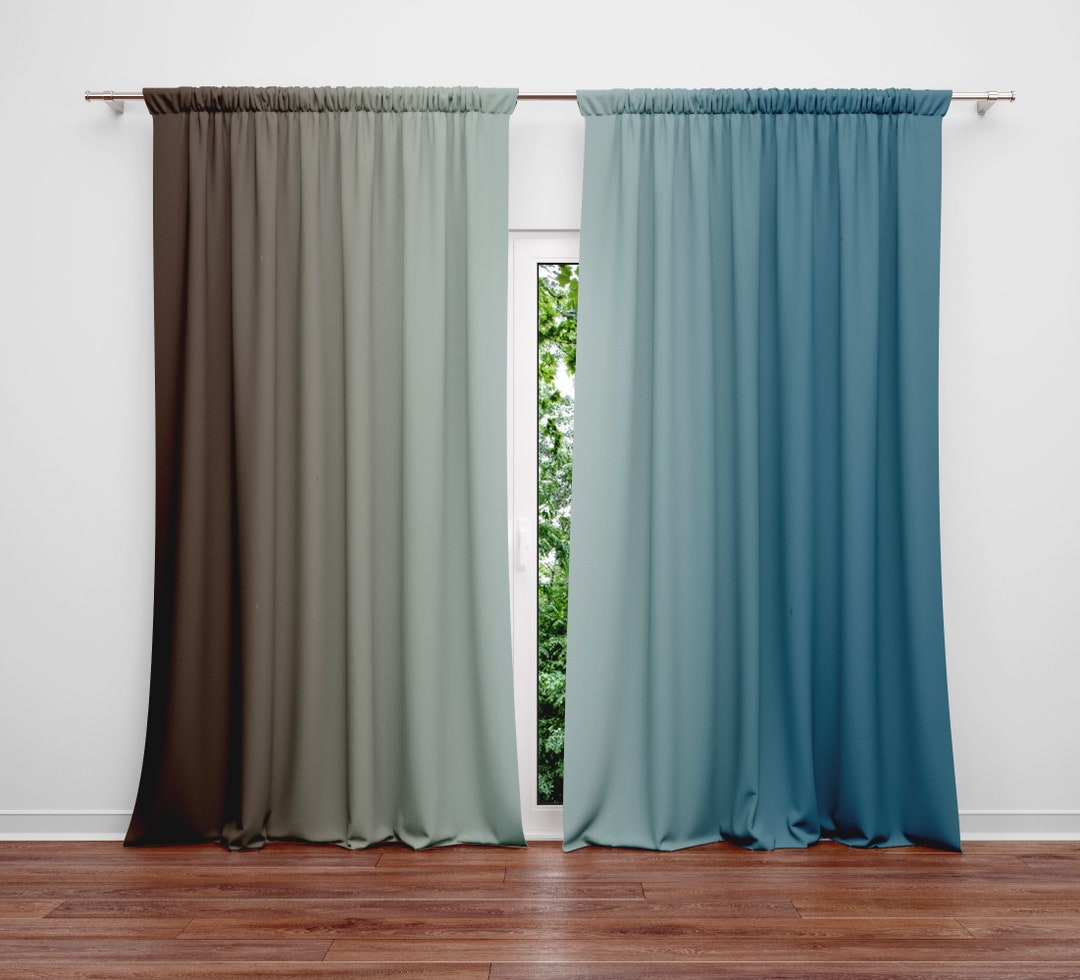 Rocky Cliff River Gradient Vertical Ombre Window Curtains | Lined ...