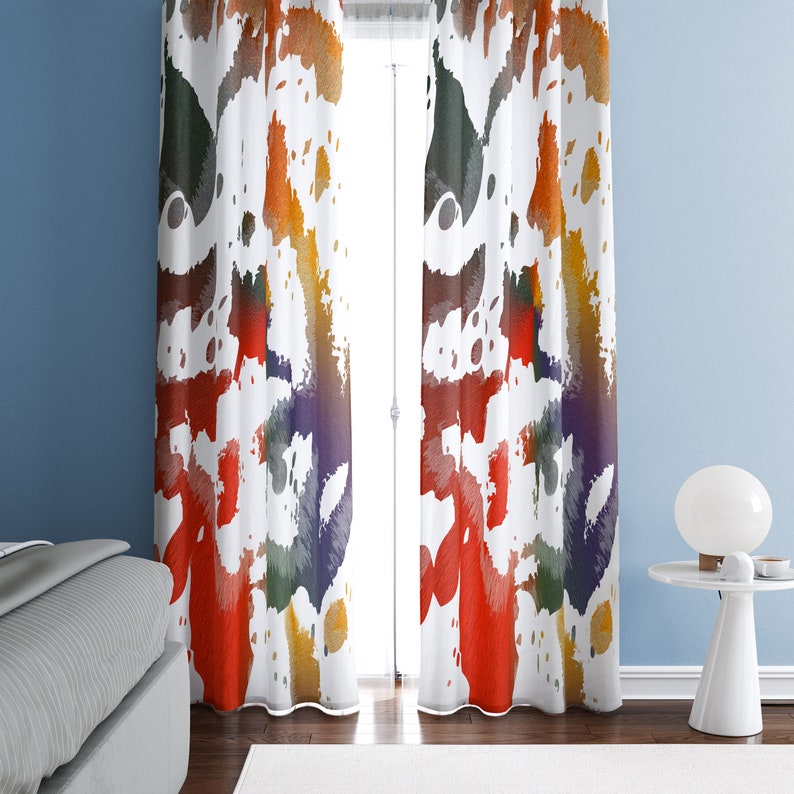 Bright Multi Color Paint Splatter Print Curtain Panels Long - Etsy