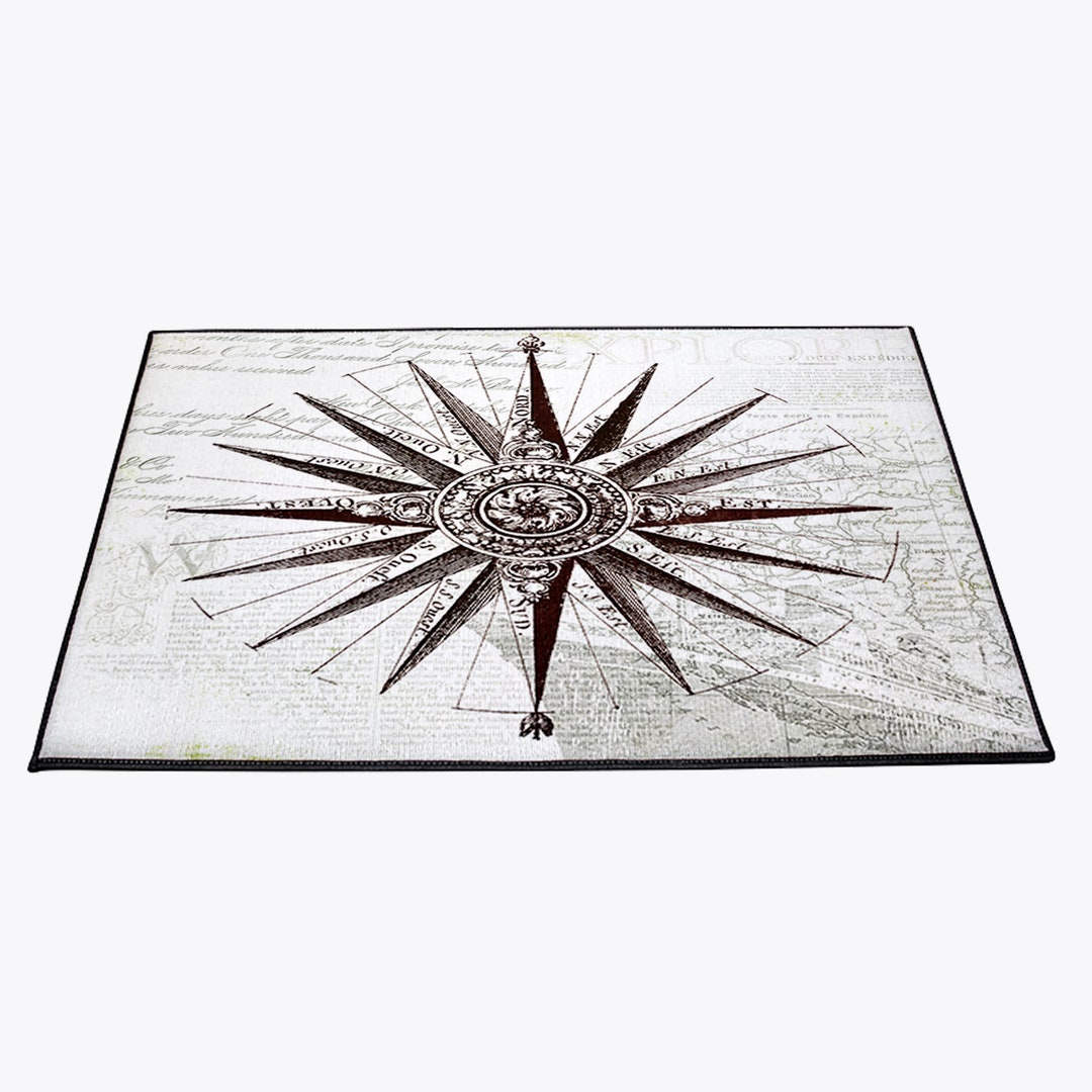 Vintage White Nautical Compass Star Door Mat - Etsy