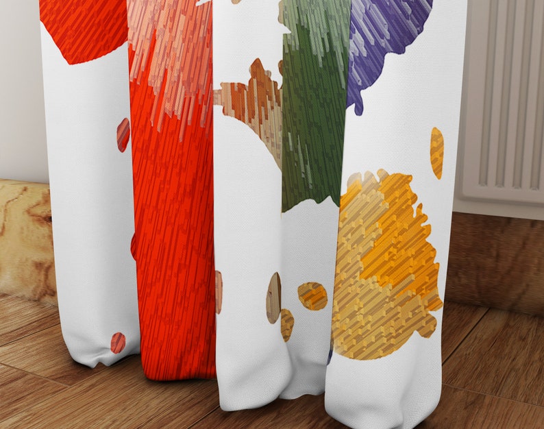 Bright Multi Color Paint Splatter Print Curtain Panels | Long Panel ...