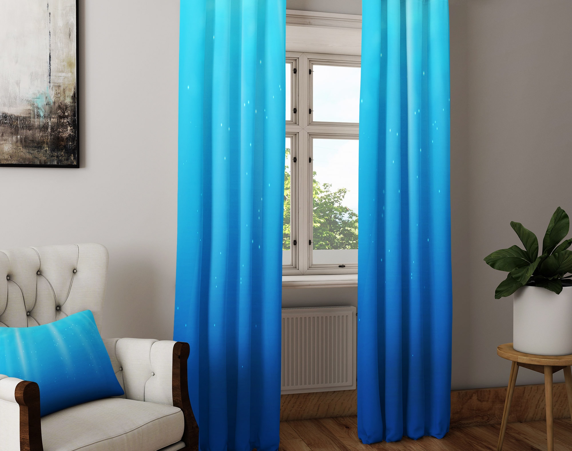 Nautical Gradient Ocean Blue Window Curtains Lined and | Etsy