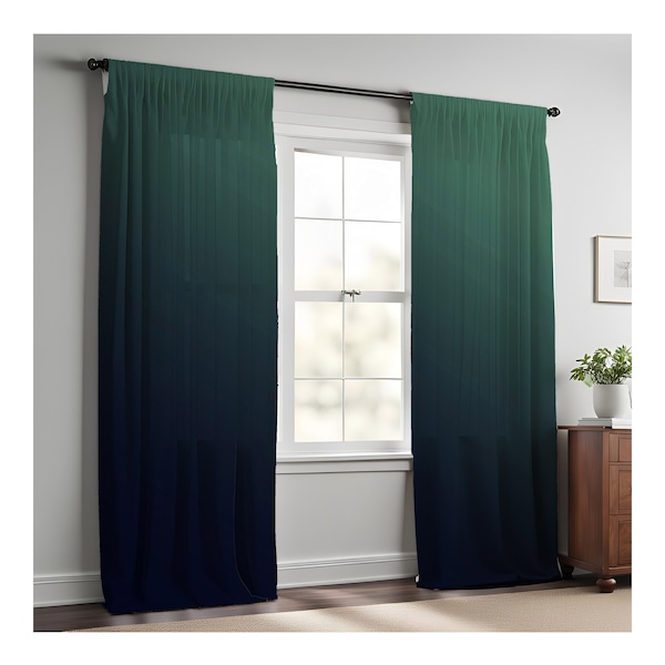 Green and Blue Pattern Curtains - Etsy