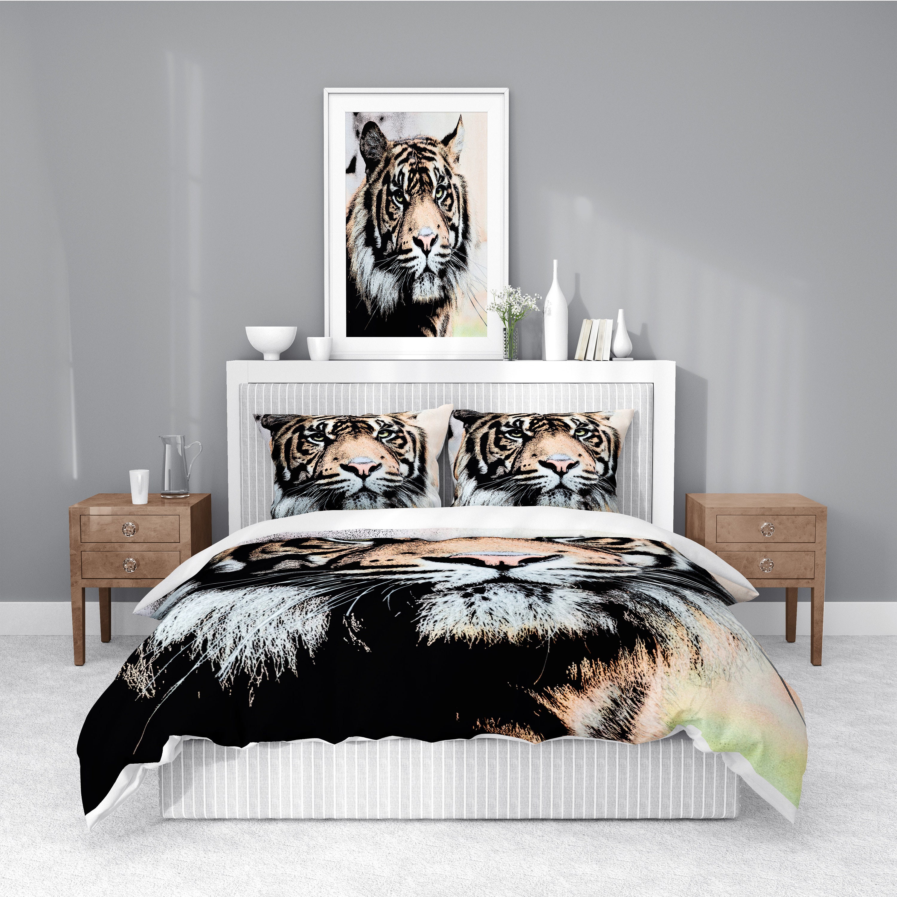 Big Cat Tiger Sketch Style Duvet Cover | Twin, Queen, King Size - Etsy