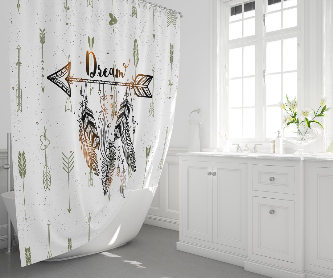 Boho Dream Arrows Shower Curtain W/ Bathmat Set Options - Etsy