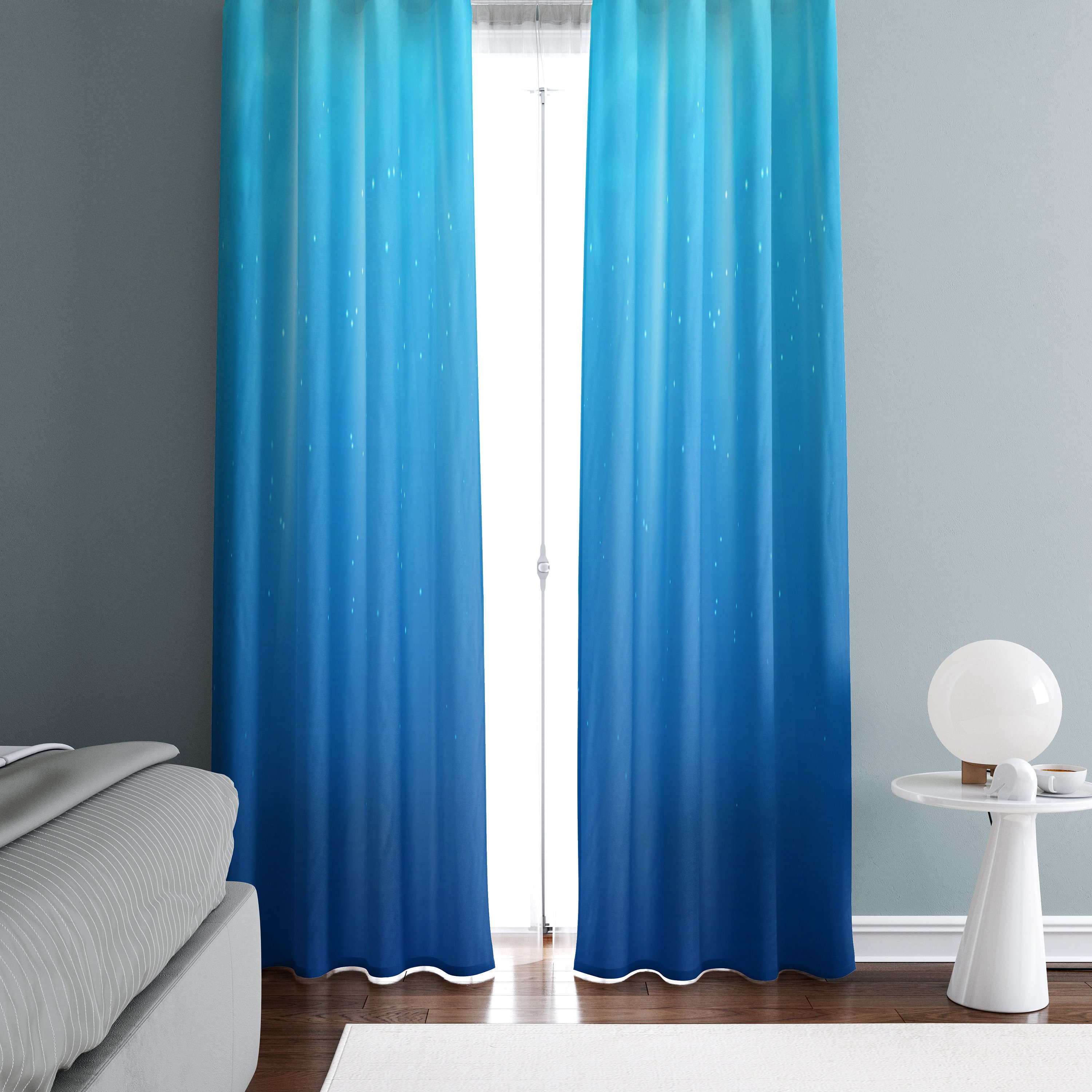 Nautical Gradient Ocean Blue Window Curtains Lined and | Etsy