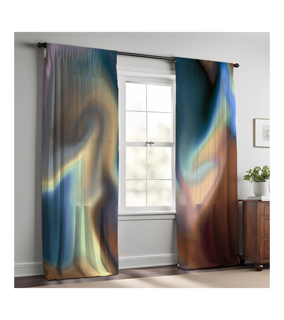 Multi Color Abstract Sunset Swirl Window Curtains - Etsy