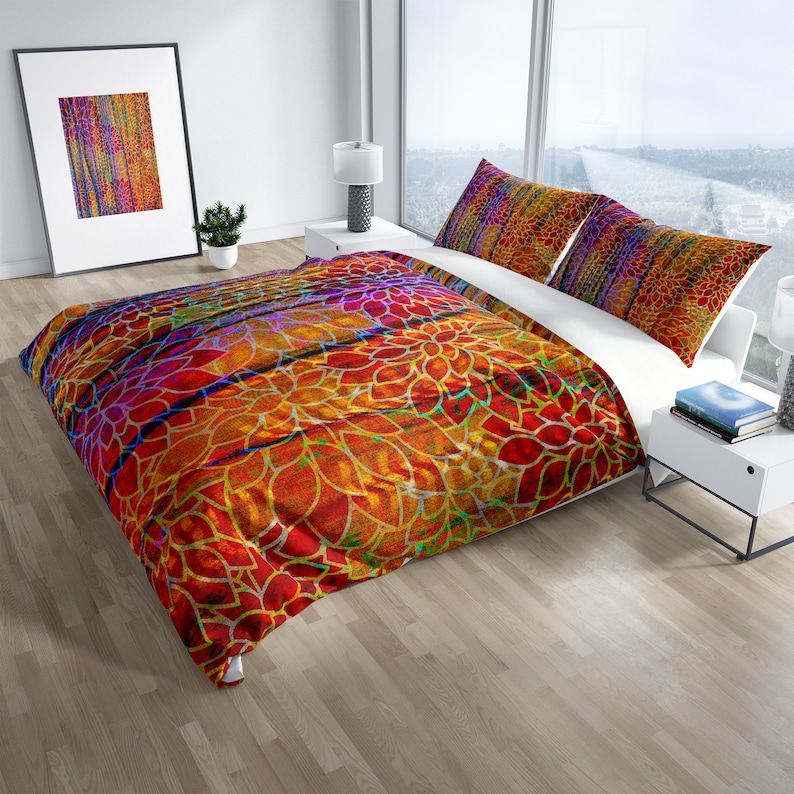 Boho Floral Rags Bedding | Duvet Cover | Faux Rags, Colorful Design ...