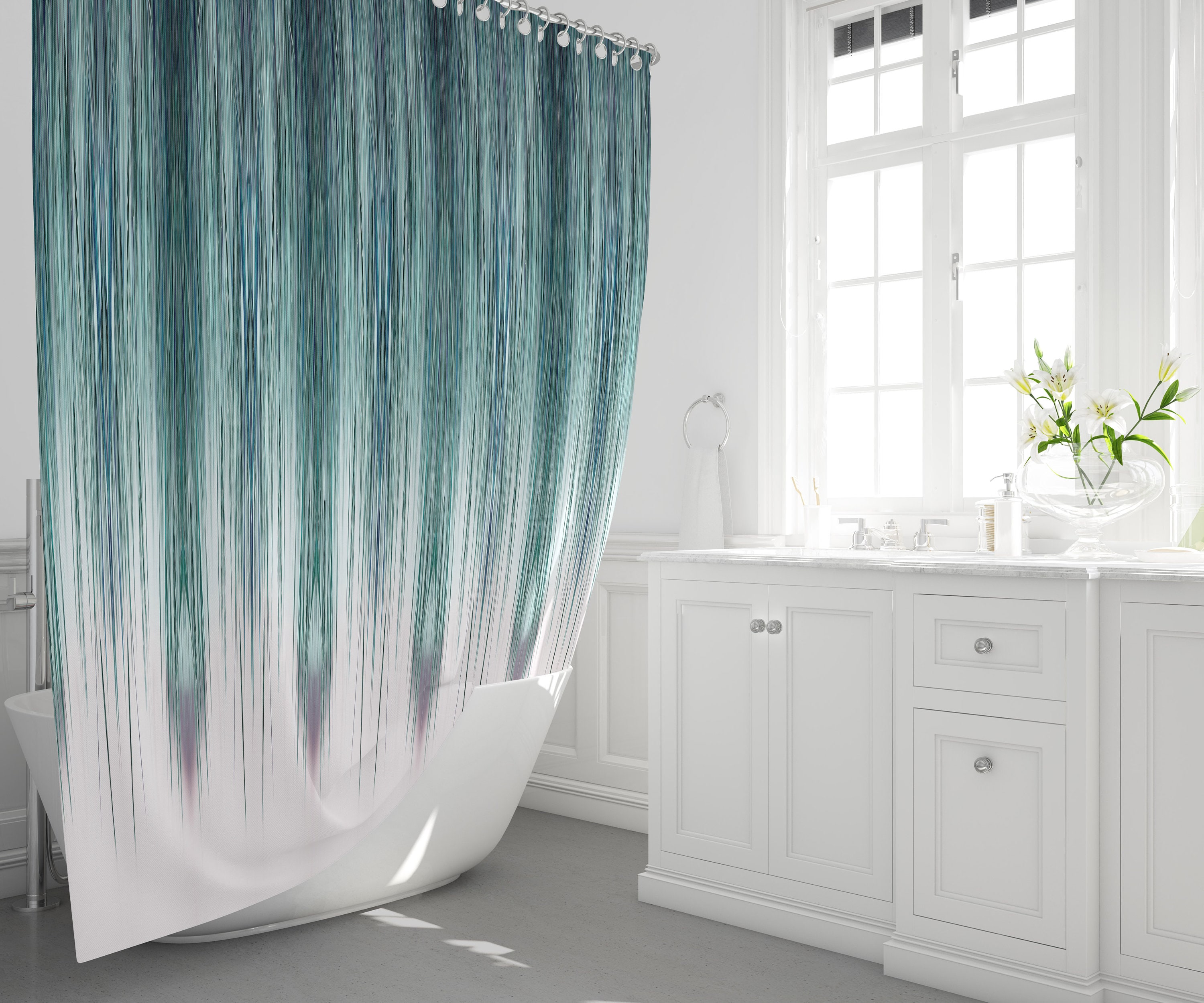 Aqua Green and Blue Peacock Rain Shower Curtain Long and - Etsy