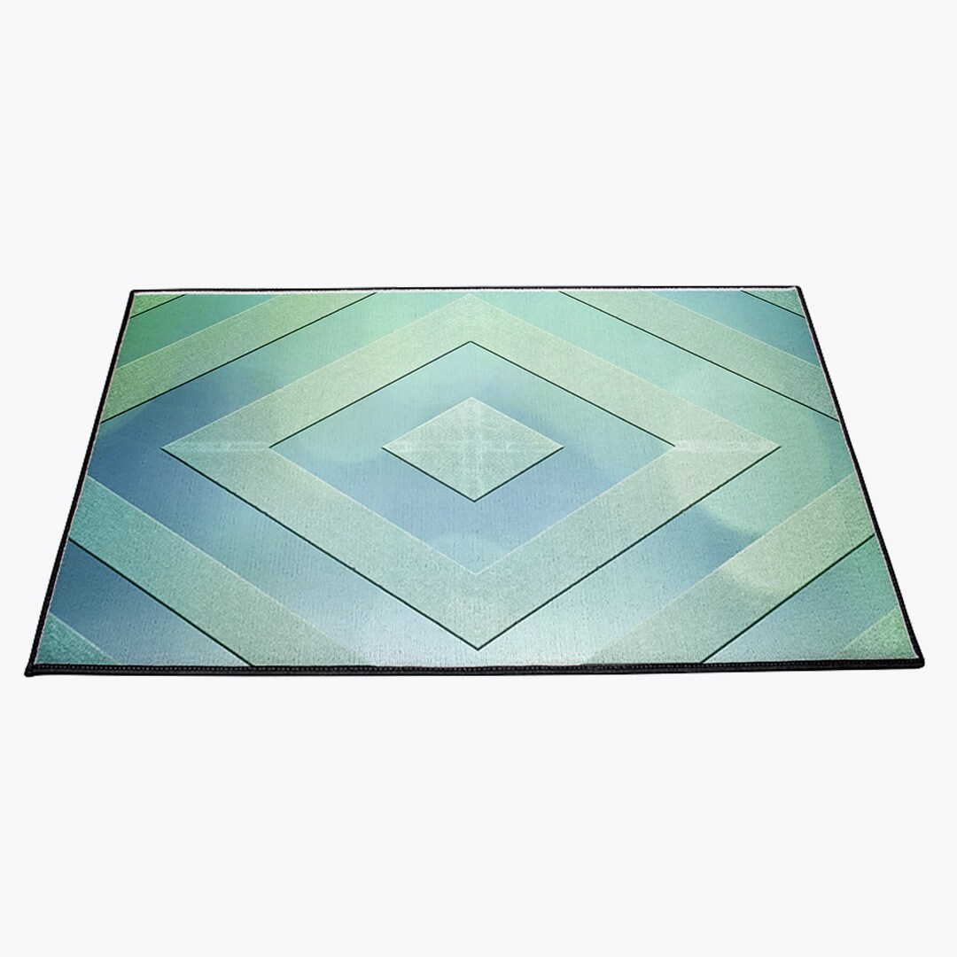 Aqua and Seafoam Green Diamond Pattern Door Mat - Etsy