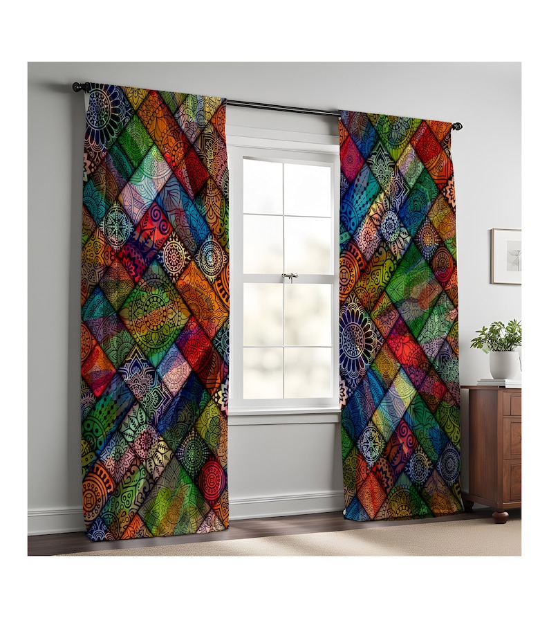 Gypsy Mandala Watercolor Blocks Window Curtains - Etsy