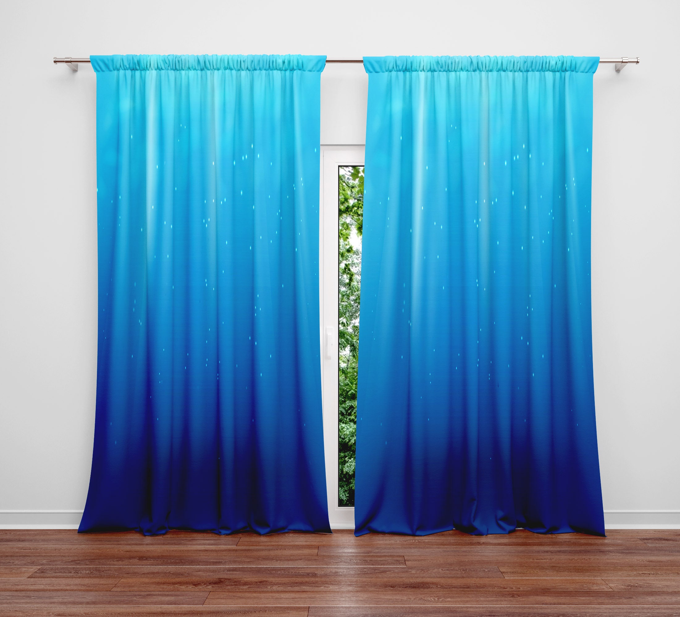 Nautical Gradient Ocean Blue Window Curtains Lined and | Etsy