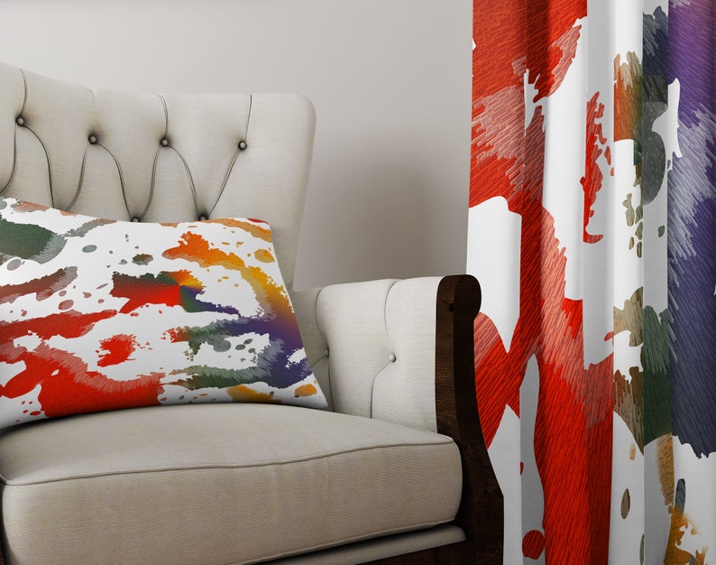 Bright Multi Color Paint Splatter Print Curtain Panels | Long Panel ...