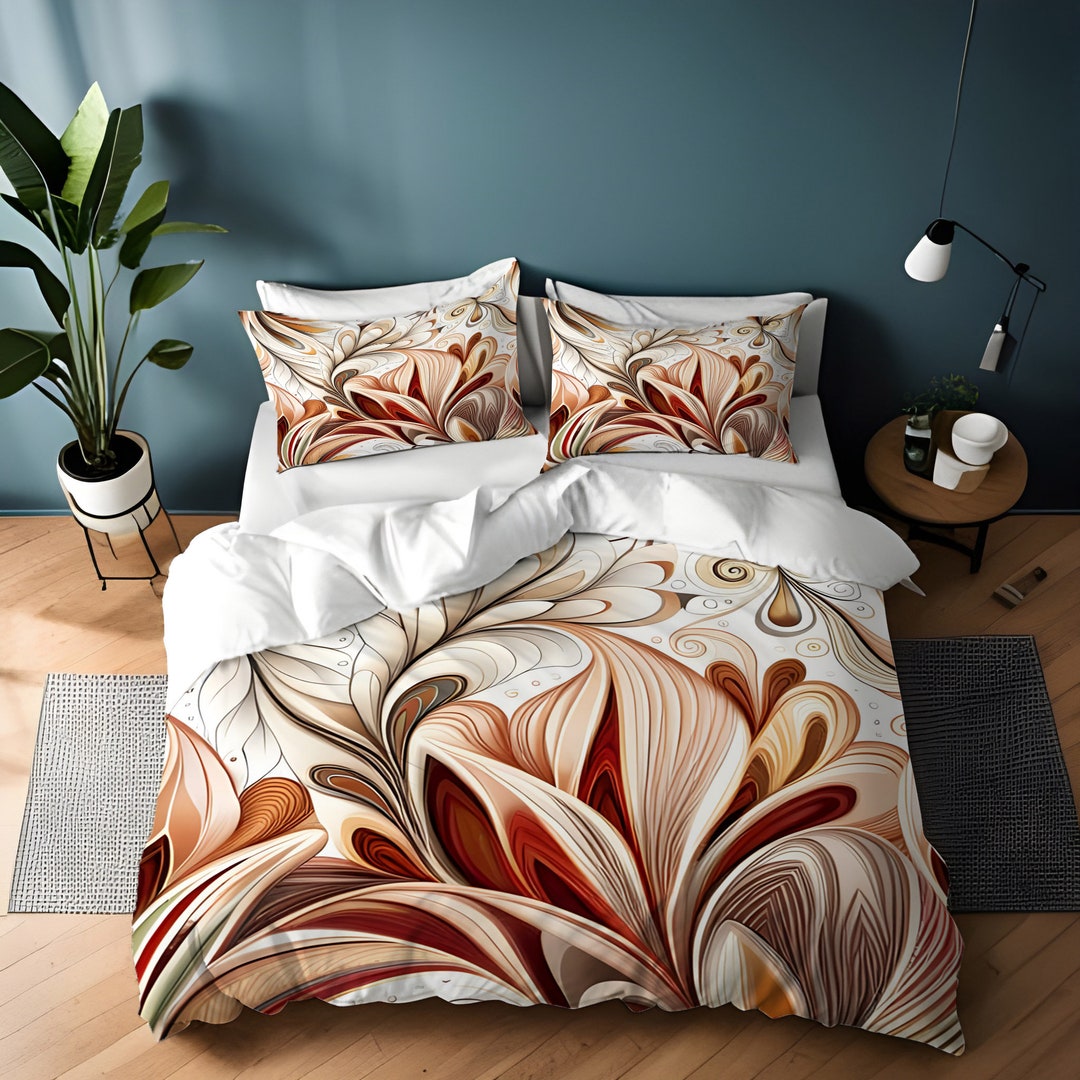 Abstract Bedding - Stylized Bohemian Floral Print Comforter or Duvet ...