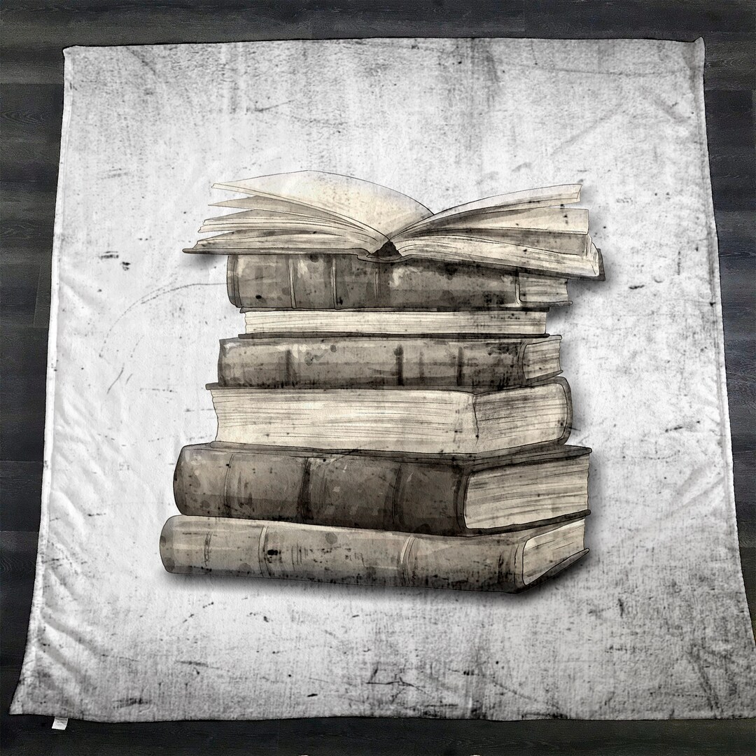 Grunge Faded Stack of Books Fleece Sherpa Blanket | Large 68" X 80 ...