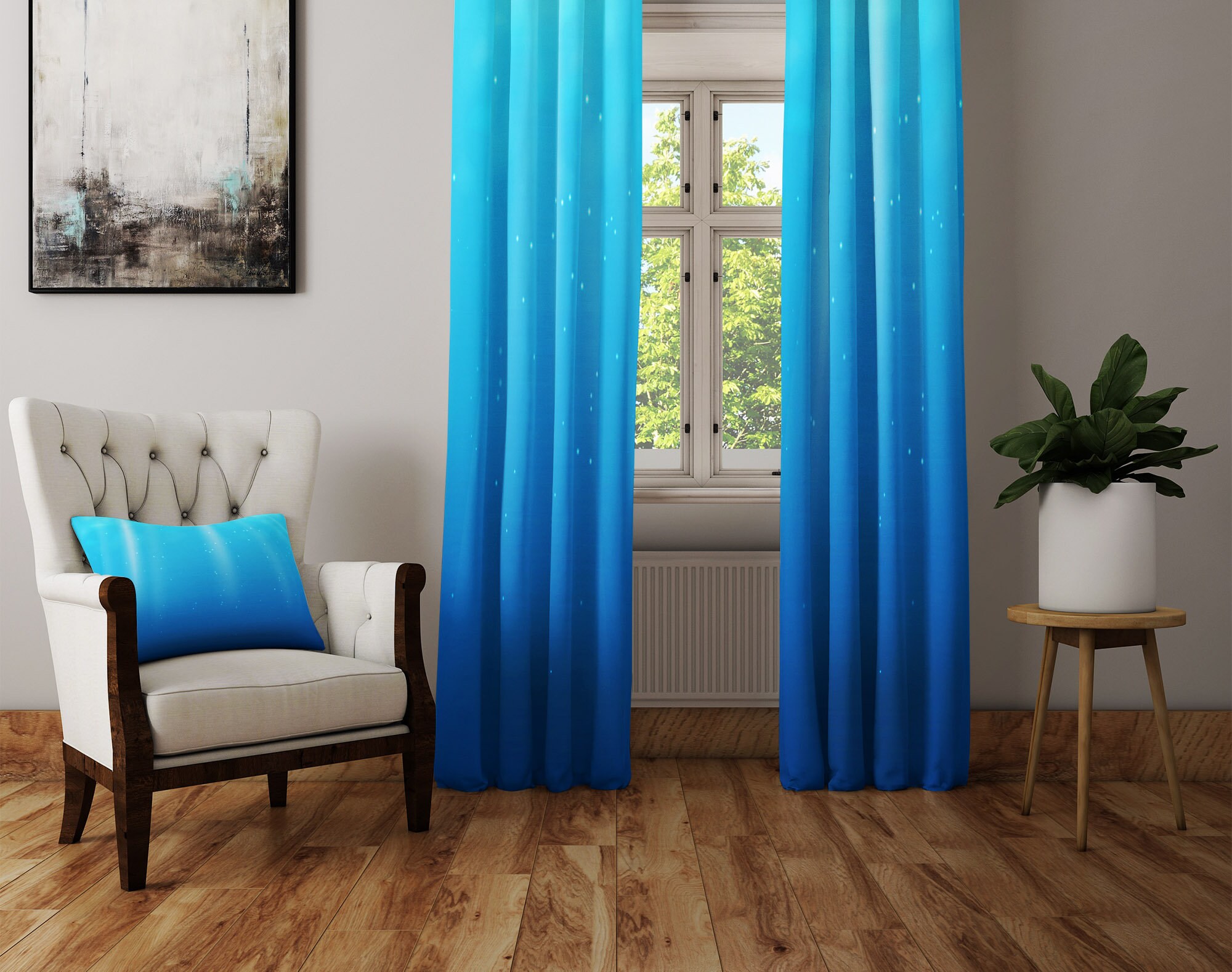 Nautical Gradient Ocean Blue Window Curtains Lined and | Etsy