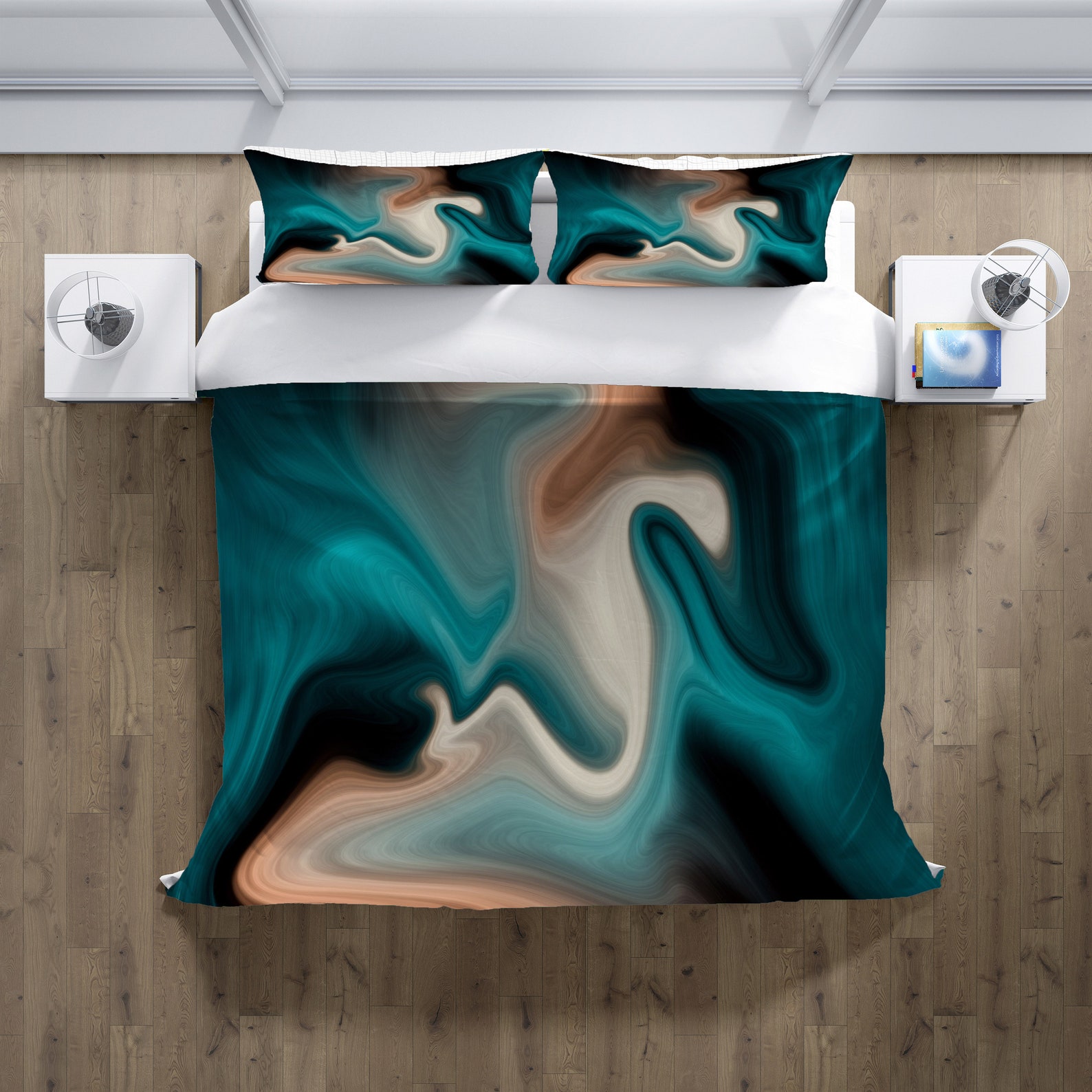 Blue and Tan Smoke Duvet Cover | Twin, Queen, King Comforter - Etsy