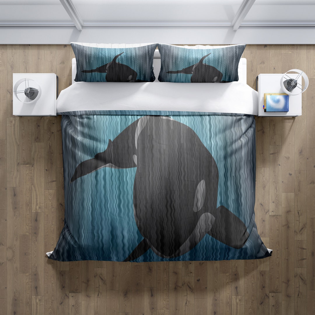 Deep Ocean Blue Killer Whale Comforter or Duvet Cover | Twin, Queen ...