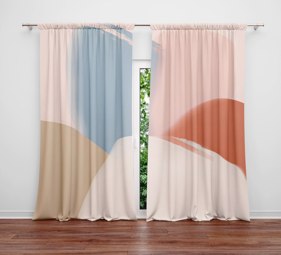 Multi Color Whimsical Abstract Shapes Window Curtains | Lined, Unlined ...