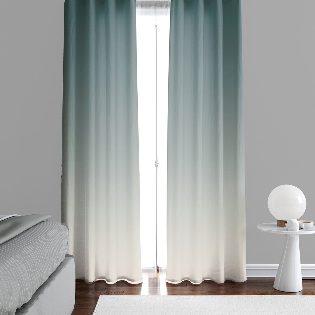 Green to Beige Ombre Gradient Print Window Curtains Lined - Etsy