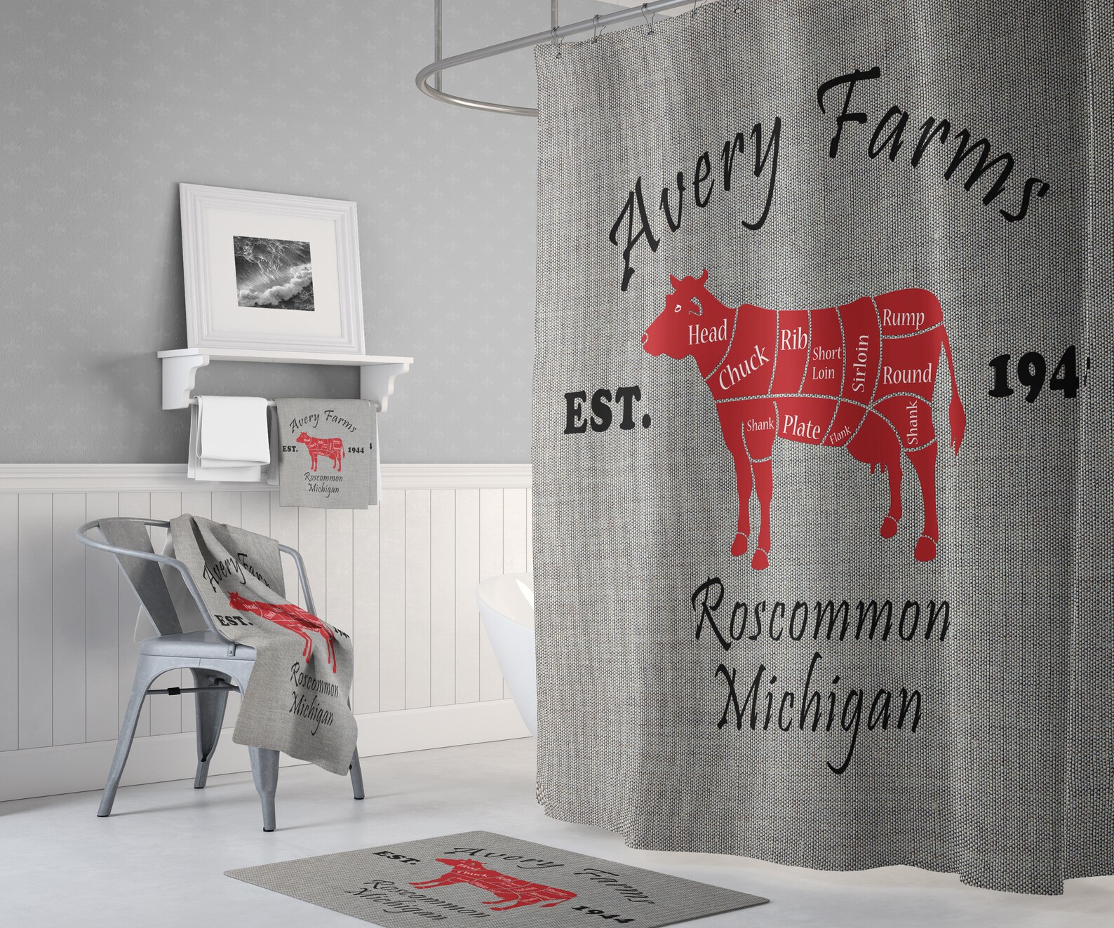 Personalized Rustic Meat Cut Farm Shower Curtain With Optional | Etsy