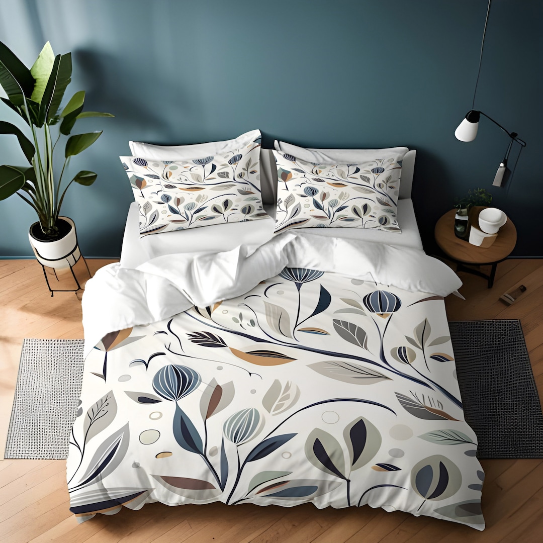 Chic Minimalist Country Style Leaf Pattern Comforter or Duvet Cover ...