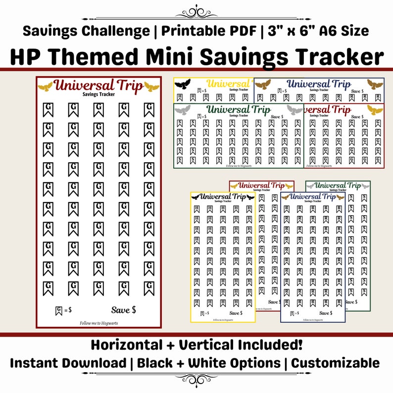 Wizard Theme Park Savings Challenge | A6 Budget Binder Insert (digital ...