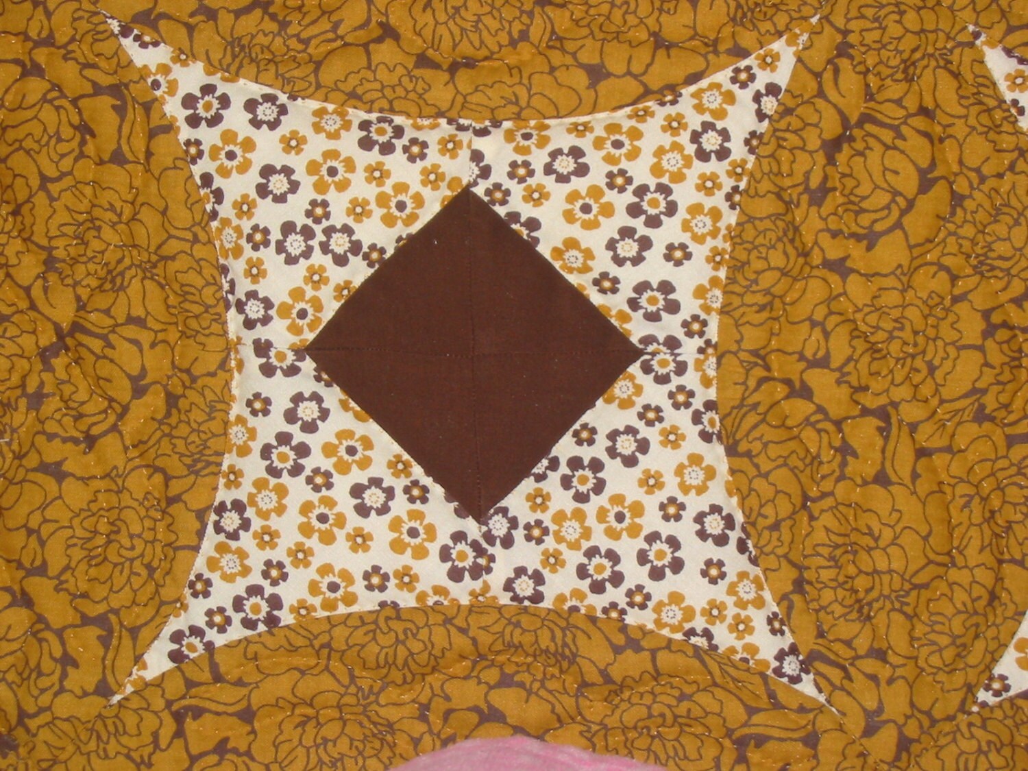 King Quilt, Circles & Squares in Brown and Gold, - Etsy