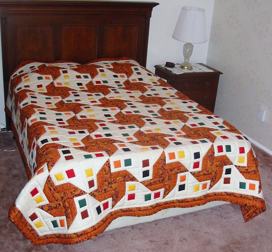 Autumn Pinwheel New Queen Quilt in Fall Colors - Etsy