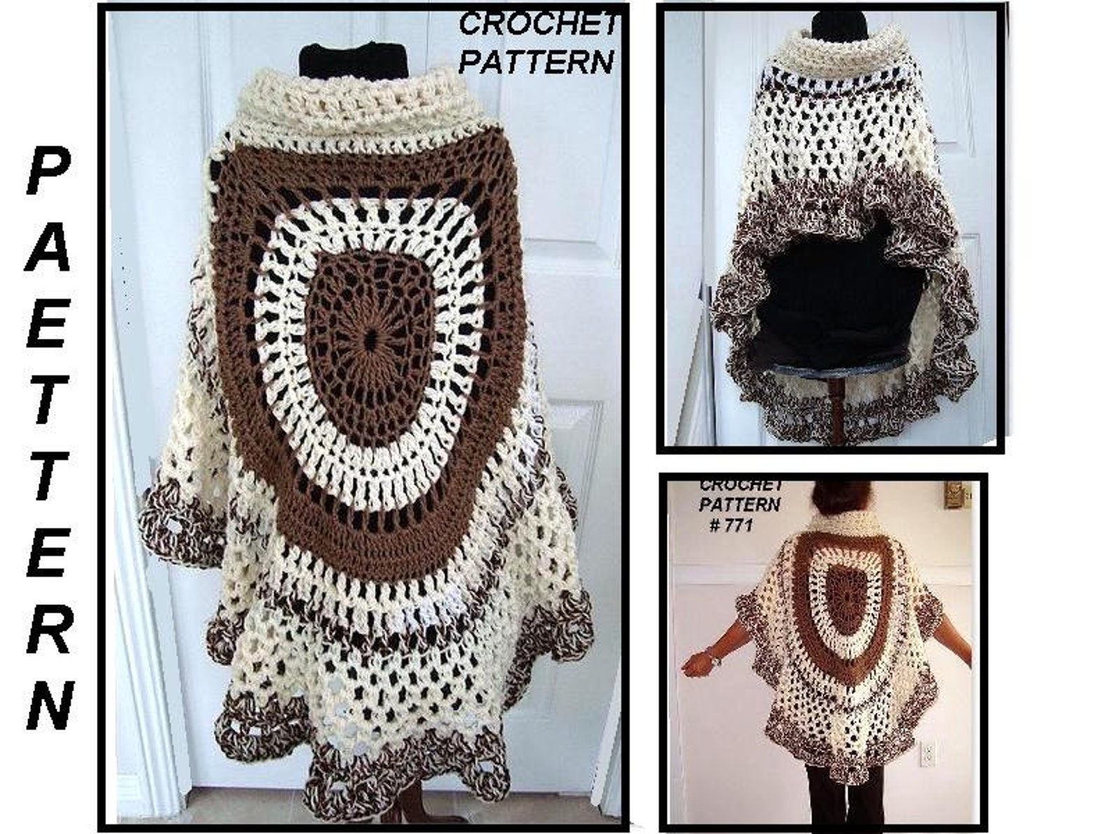 CIRCULAR SHAWL, Crochet Pattern, Poncho One Size Chunky Style, 4 Hour ...