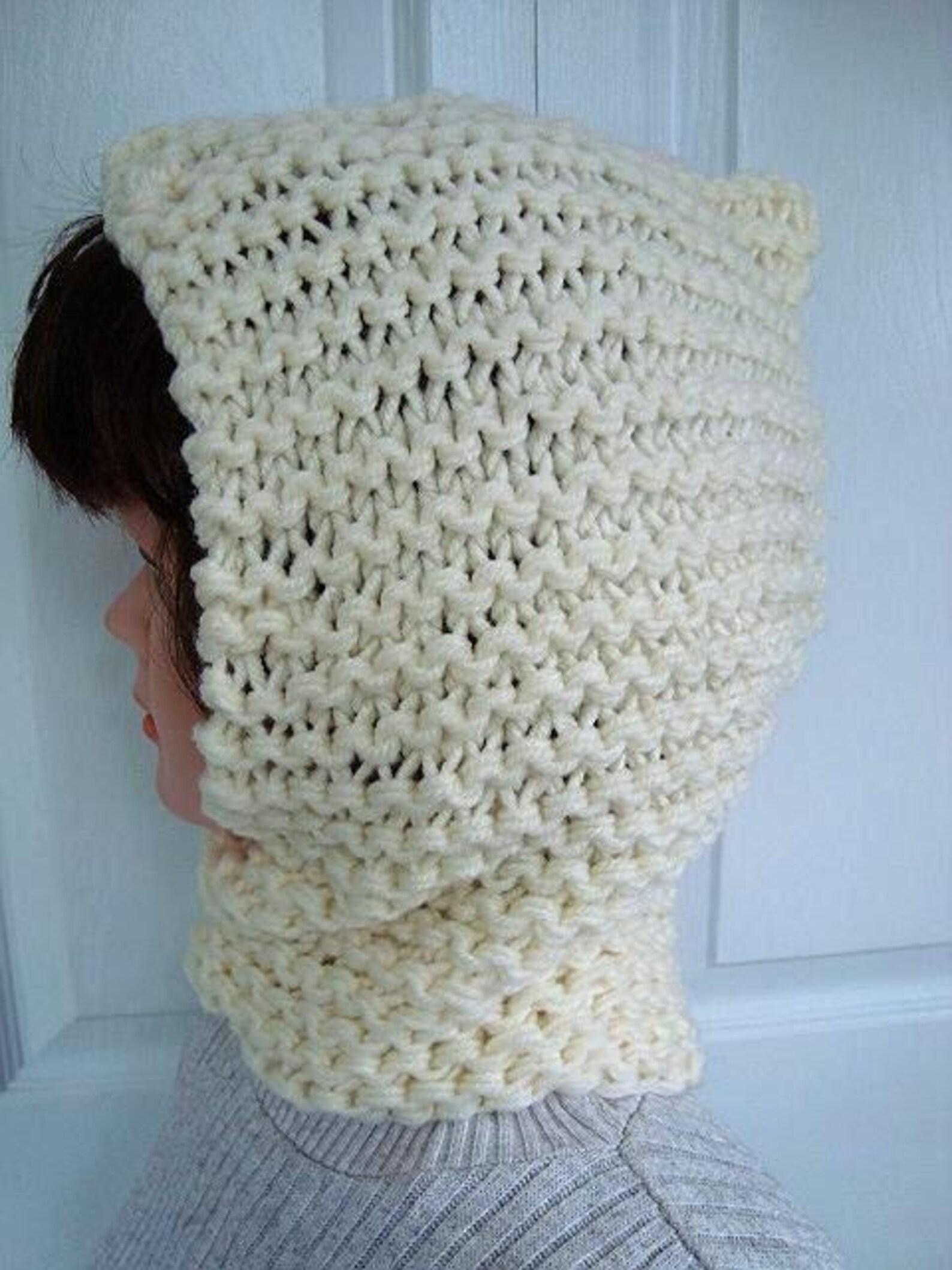 KNITTING PATTERN Scarf or Hood Easy Beginner Pattern Adult - Etsy