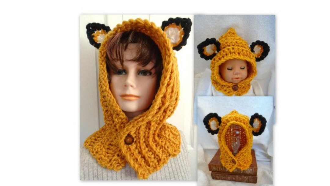 Fox Hood Hat, CROCHET PATTERN, Baby, Toddler, Child, Teen, Adult, Men ...