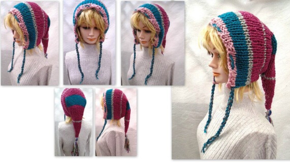 HAT KNITTING PATTERN, Colorful Fairy Pixie Hood, Elf, Elven, Elfin, for ...