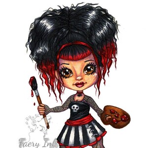 Goth Girl Gothic Artist UNCOLORED Digital Stamp Image Adult | Etsy