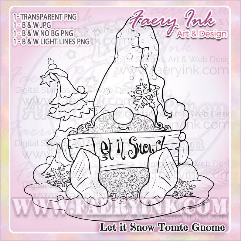 Let It Snow Tomte Gnome Winter Christmas Yule UNCOLORED - Etsy