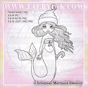 Christmas Under the Sea Mermaids Xmas 4 Digis BUNDLE UNCOLORED Digital ...