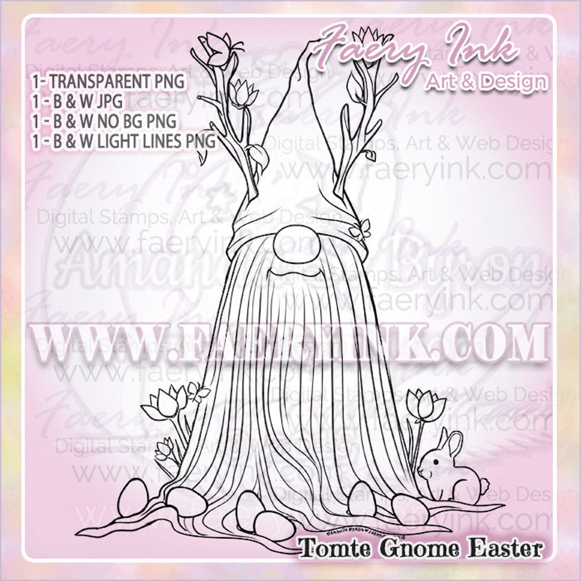 Spring Tomte Nisse Gnome Digi Bundle UNCOLORED Digital Stamp | Etsy