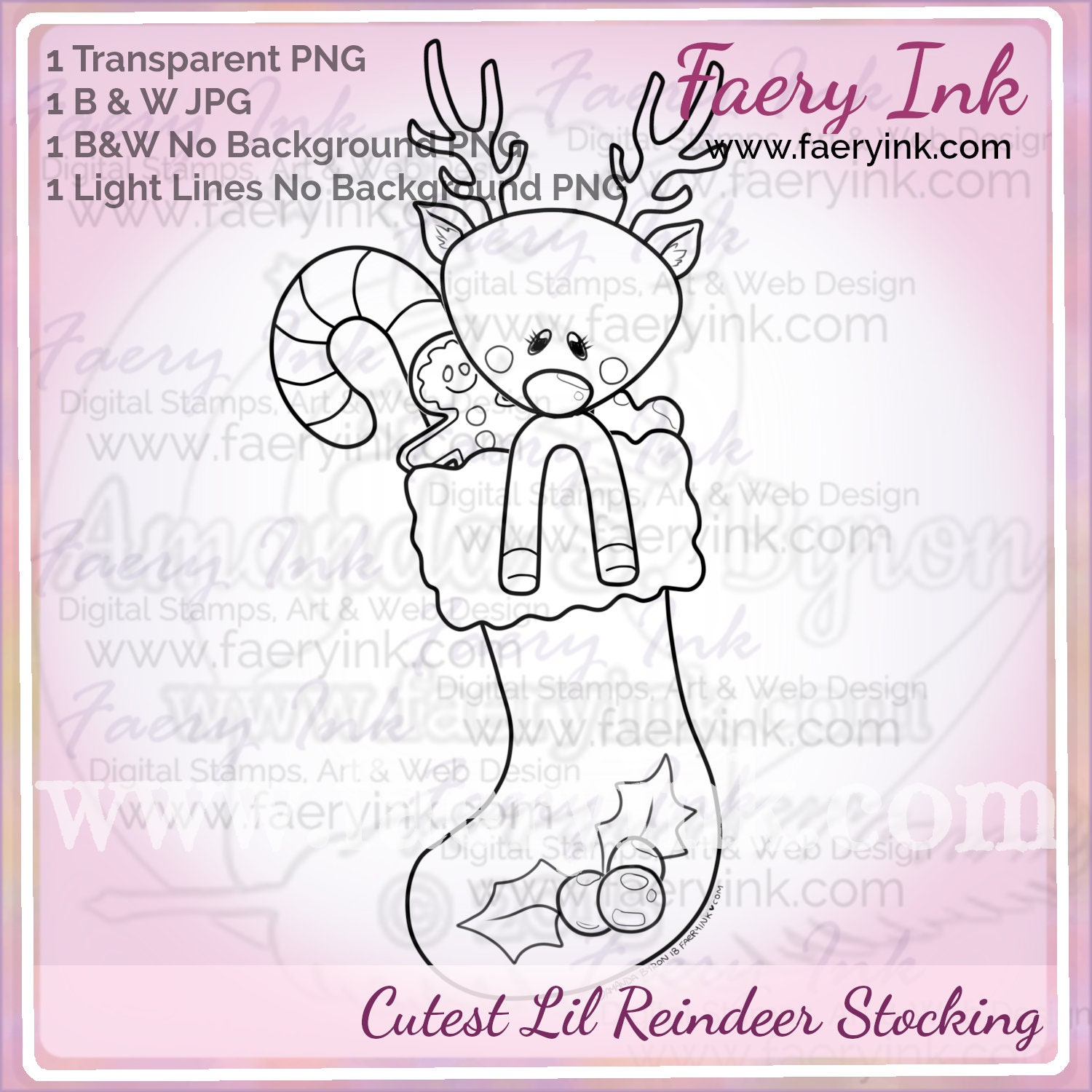 Cutest Christmas Stockings Digi Bundle UNCOLORED Digital Stamp Coloring ...