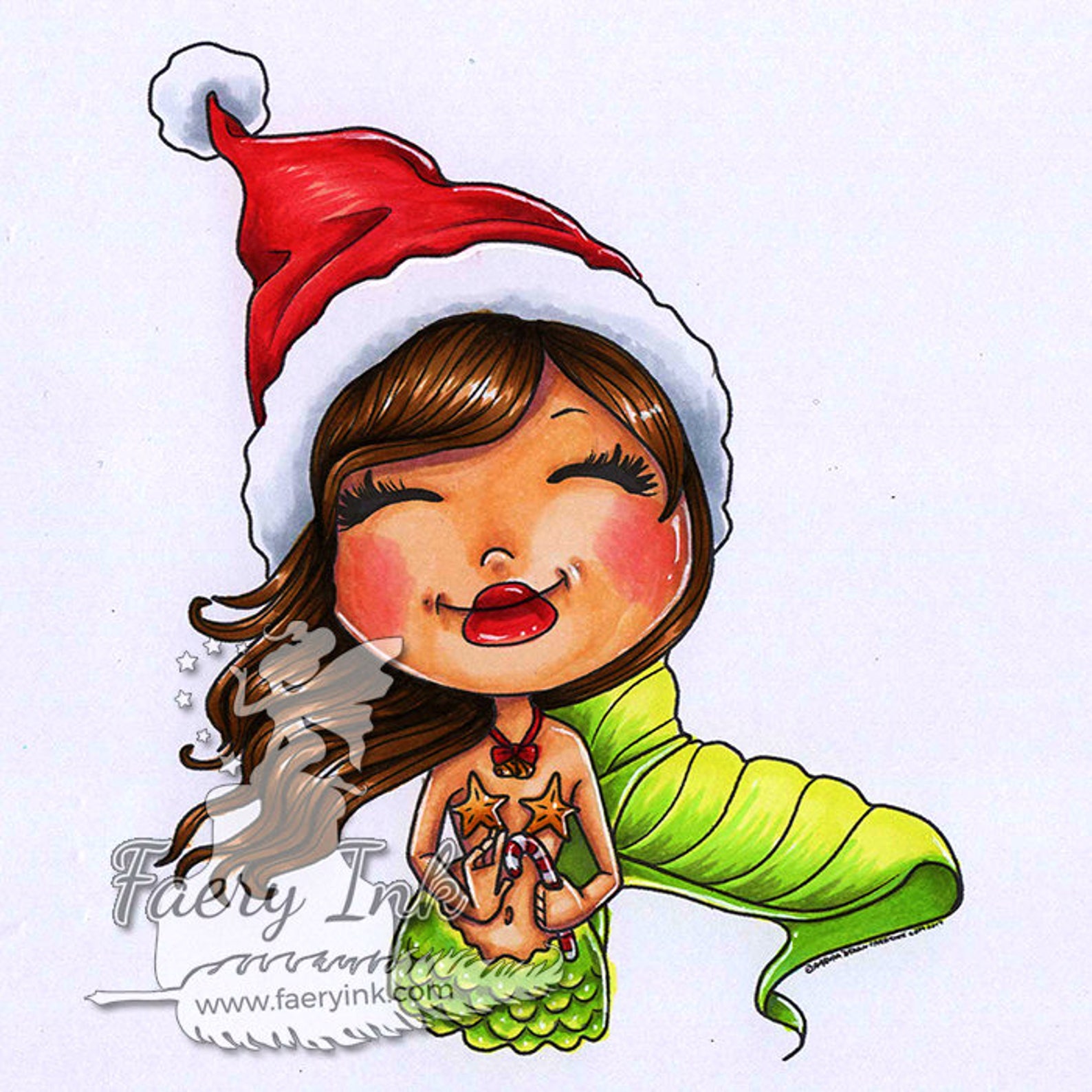 Christmas Under the Sea Mermaids Xmas 4 Digis BUNDLE UNCOLORED | Etsy