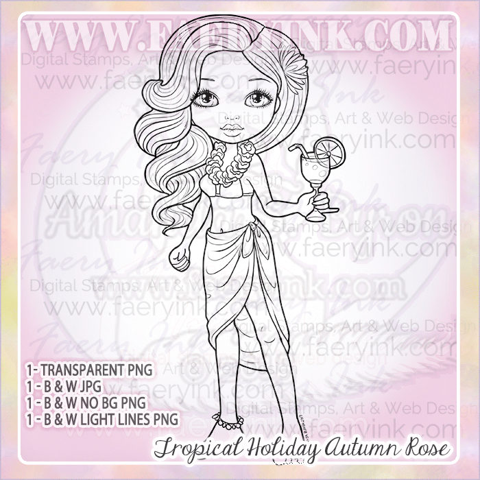 Beach Girls Summer Fun 3 Digis BUNDLE UNCOLORED Digital Stamp | Etsy