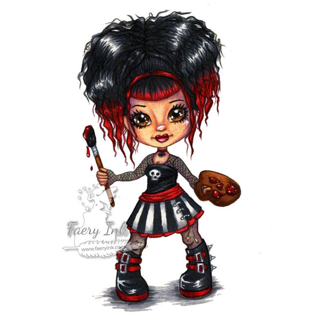 Goth Girl Gothic Artist UNCOLORED Digital Stamp Image Adult - Etsy UK