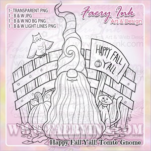 Autumn Tomte Gnomes 4 Digis BUNDLE UNCOLORED Digital Stamp Coloring ...