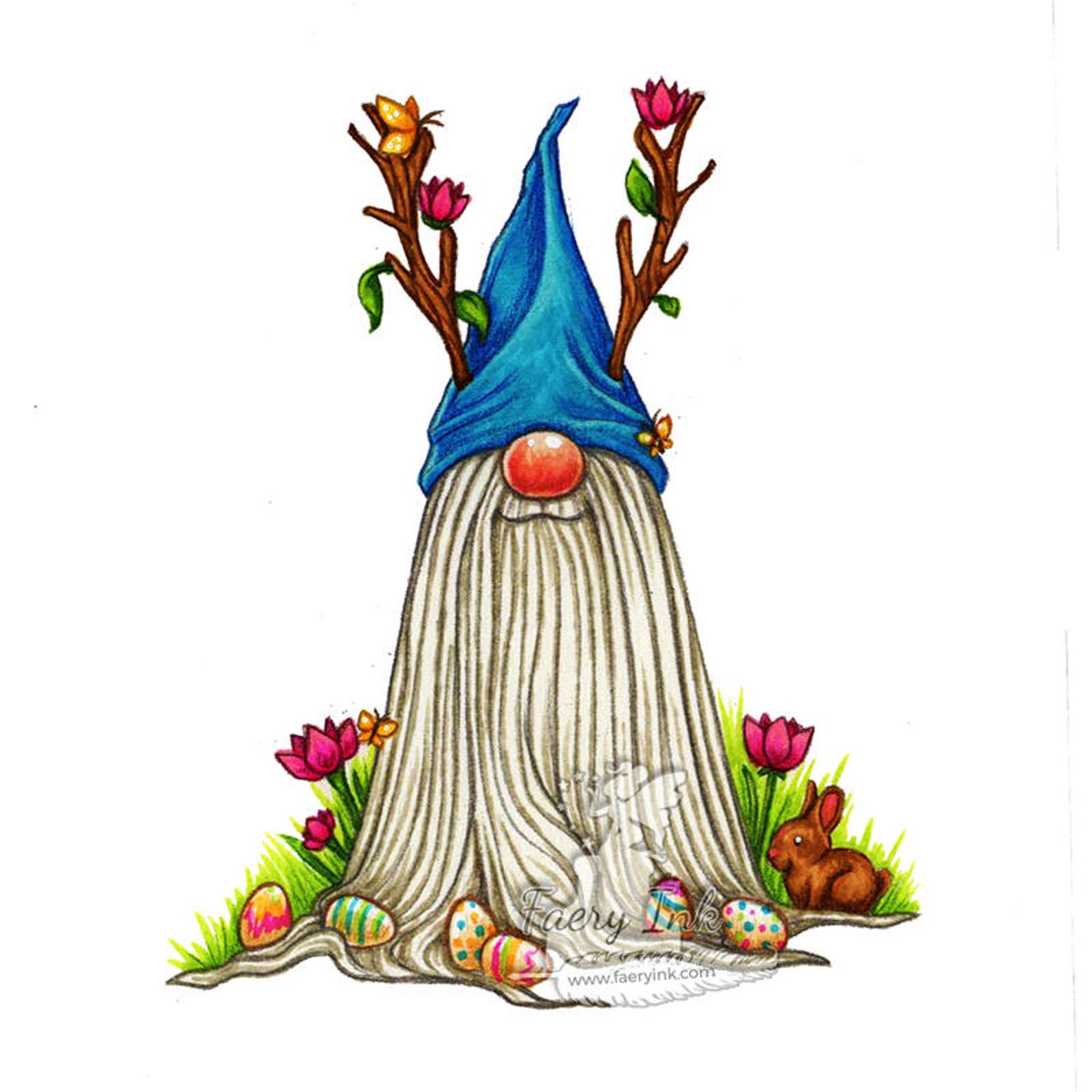 Spring Tomte Nisse Gnome Digi Bundle UNCOLORED Digital Stamp Image ...