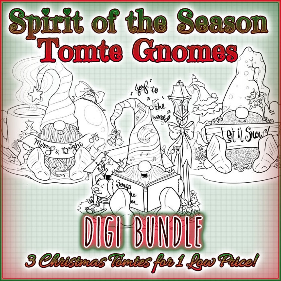 2019 Christmas Tomte Nisse Gnome Digi Bundle UNCOLORED Digital - Etsy
