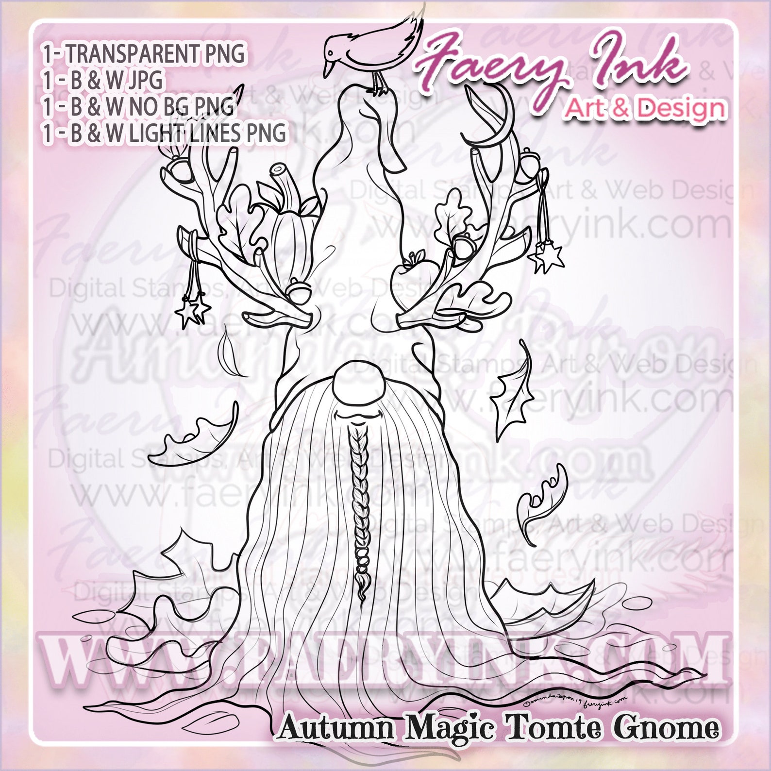 Autumn Tomte Gnomes 4 Digis BUNDLE UNCOLORED Digital Stamp | Etsy