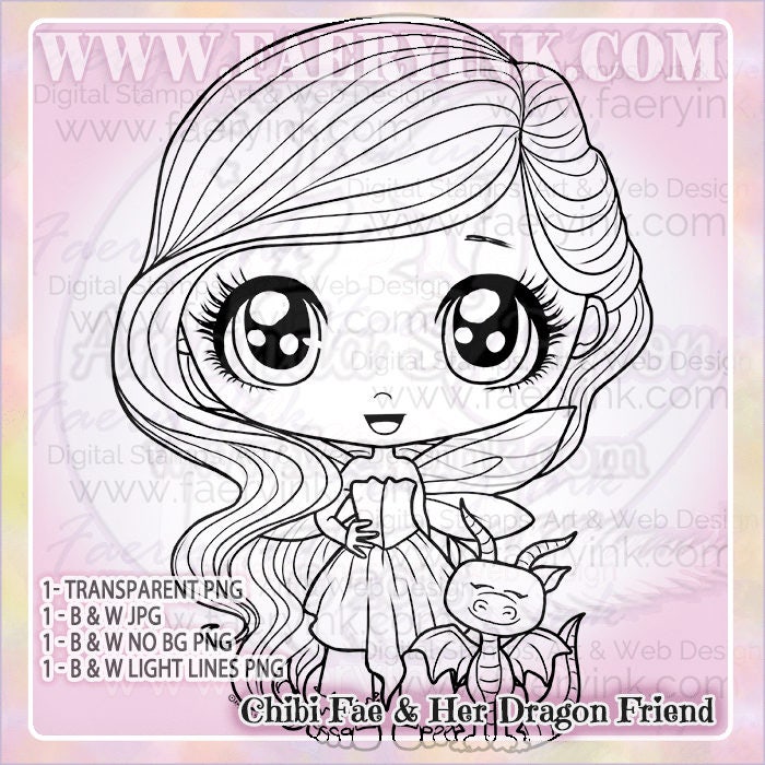 Darlings & Dragons Fae Chibis 4 Digis BUNDLE UNCOLORED Digital - Etsy UK