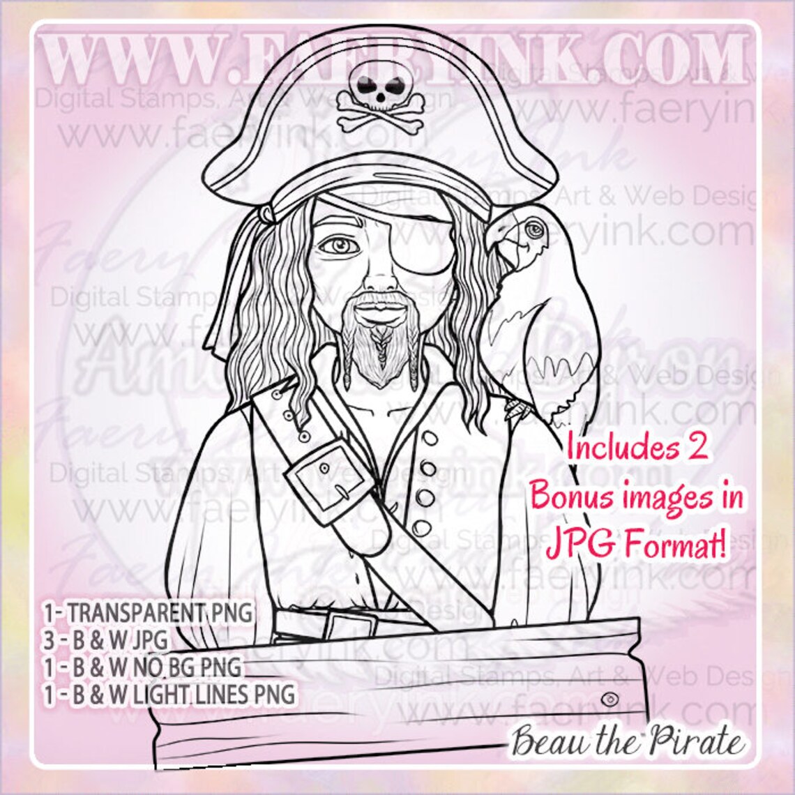 Yarr Pirates W Sentiments 5 Digis BUNDLE UNCOLORED Digital | Etsy
