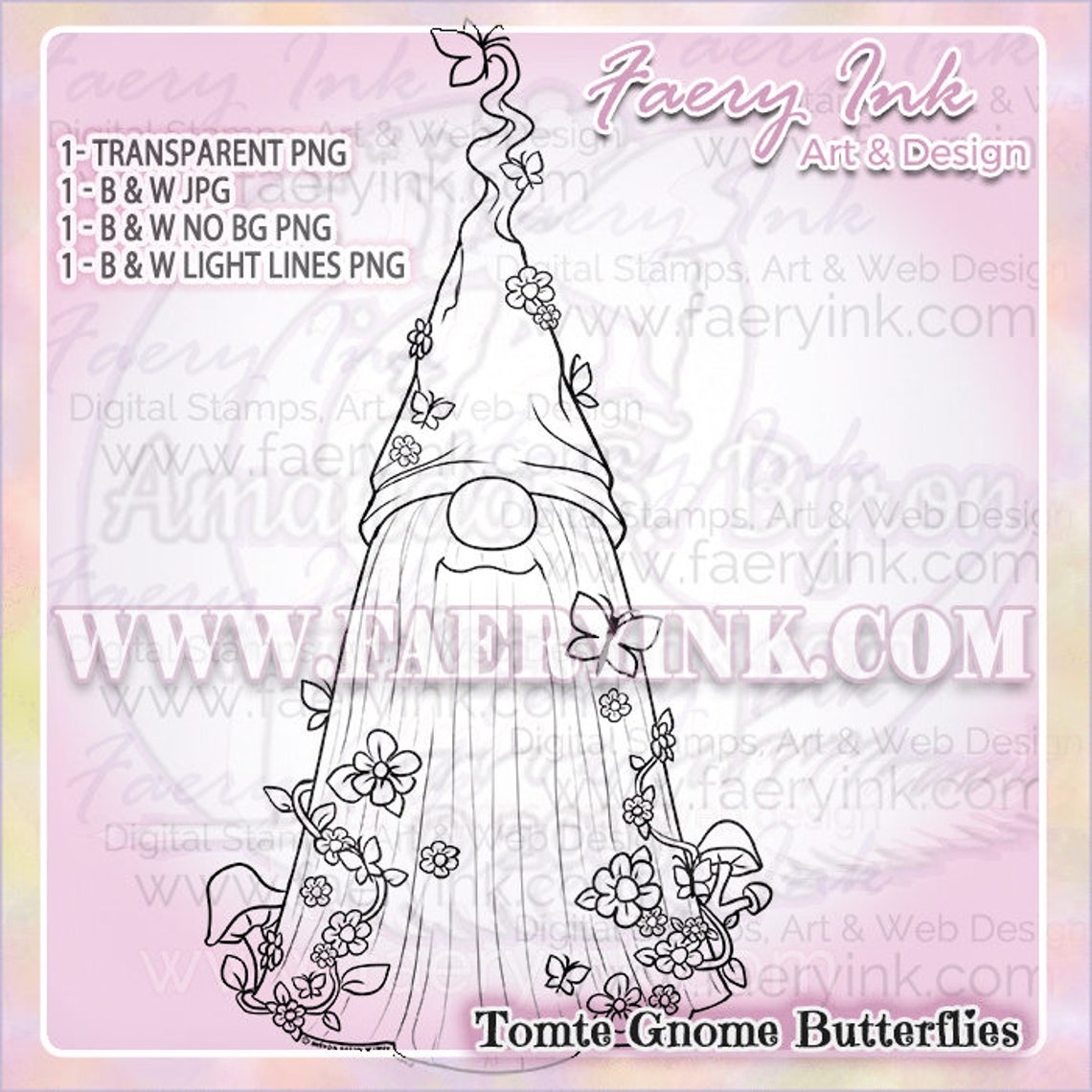 Spring Tomte Nisse Gnome Digi Bundle UNCOLORED Digital Stamp Image ...