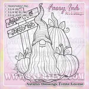 Autumn Tomte Gnomes 4 Digis BUNDLE UNCOLORED Digital Stamp Coloring ...